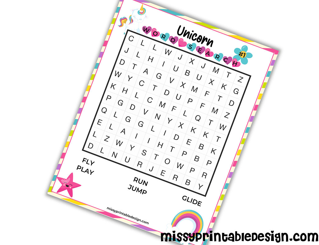 Free Printable Unicorn Word Searches - MissyPrintableDesign