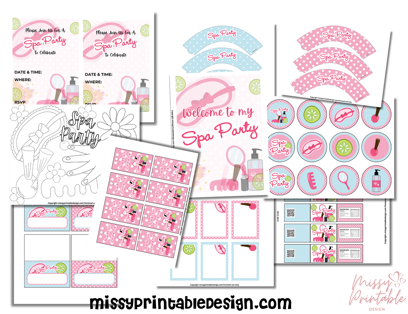 Free Spa Party Printables - MissyPrintableDesign