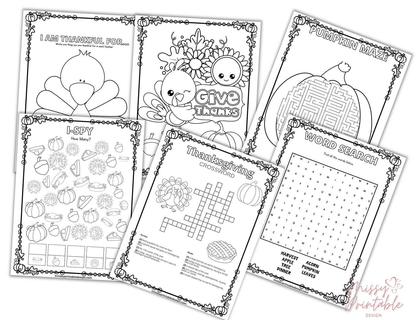 Free Printable Thanksgiving Activities - MissyPrintableDesign