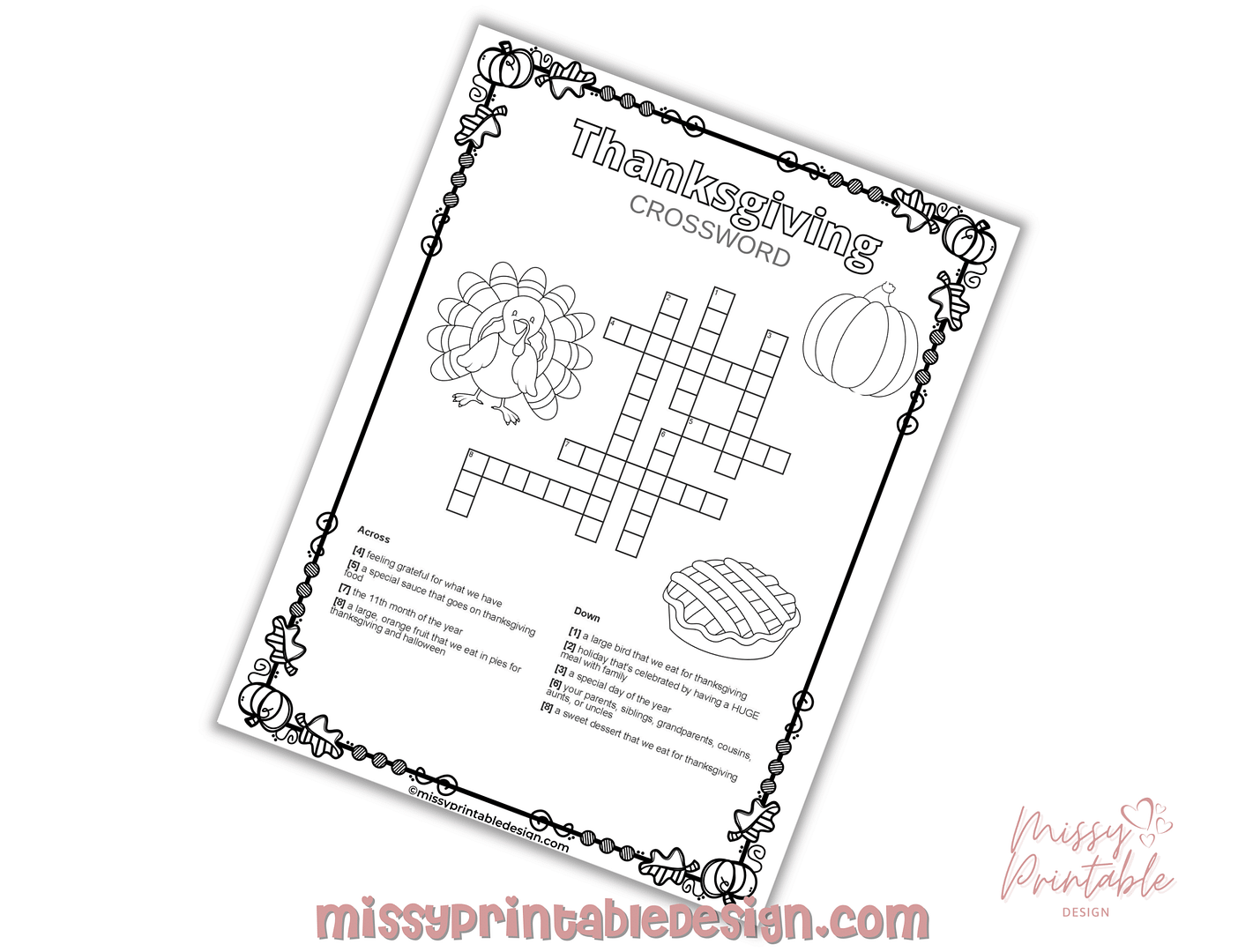 Free Printable Thanksgiving Activities - MissyPrintableDesign