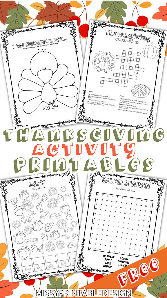 Free Printable Thanksgiving Activities - MissyPrintableDesign