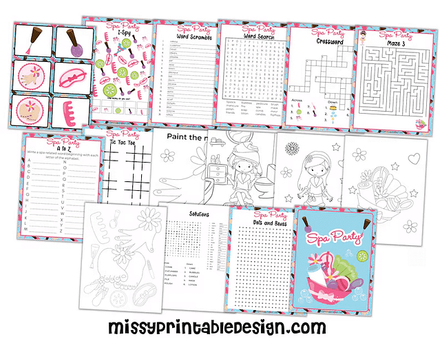 Free Spa Party Printables - MissyPrintableDesign